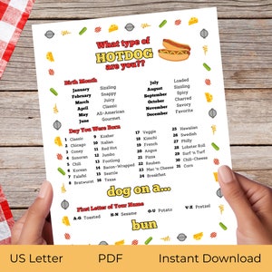 What Type of Hot Dog Are You Game | Hot Dog Party Game for Cookouts and ...