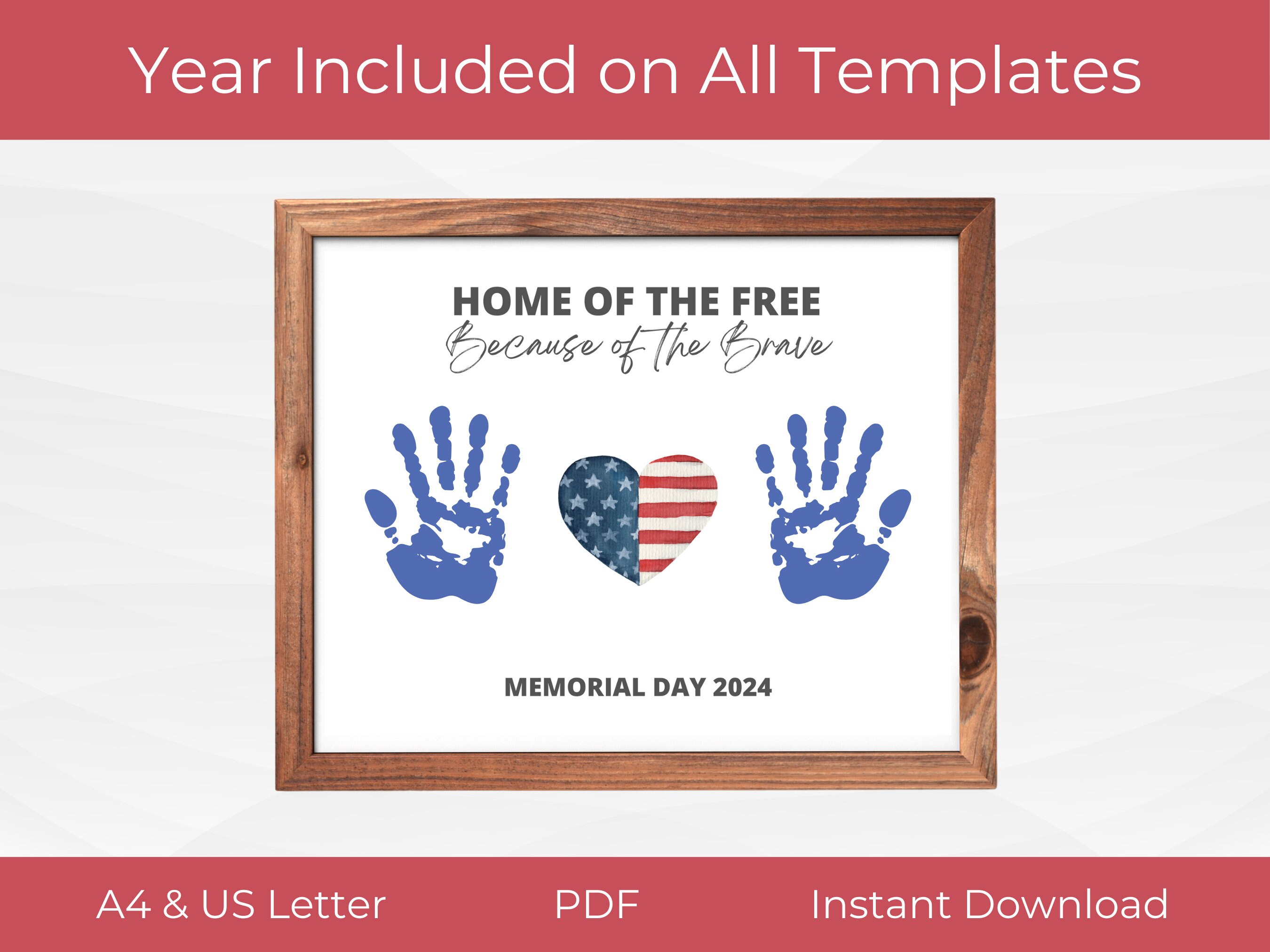 Memorial Day Handprint Art Bundle Watercolor Craft Templates Patriotic ...