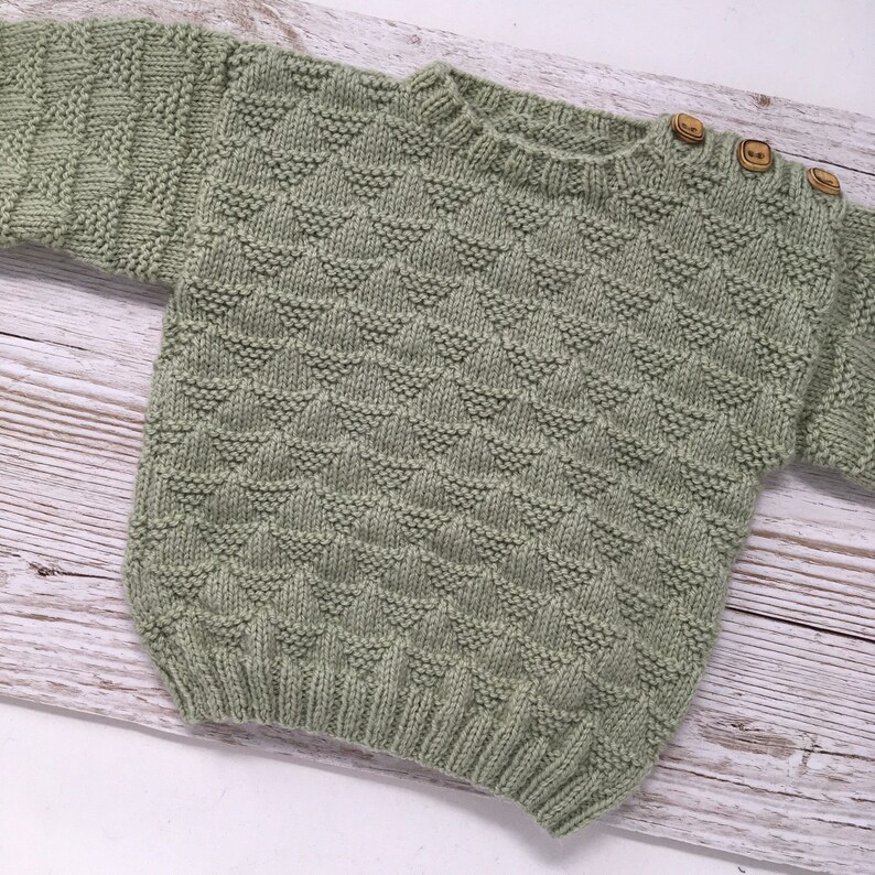 Hand Knitted Baby Sweater 12-18 Months Gender Neutral Olive - Etsy