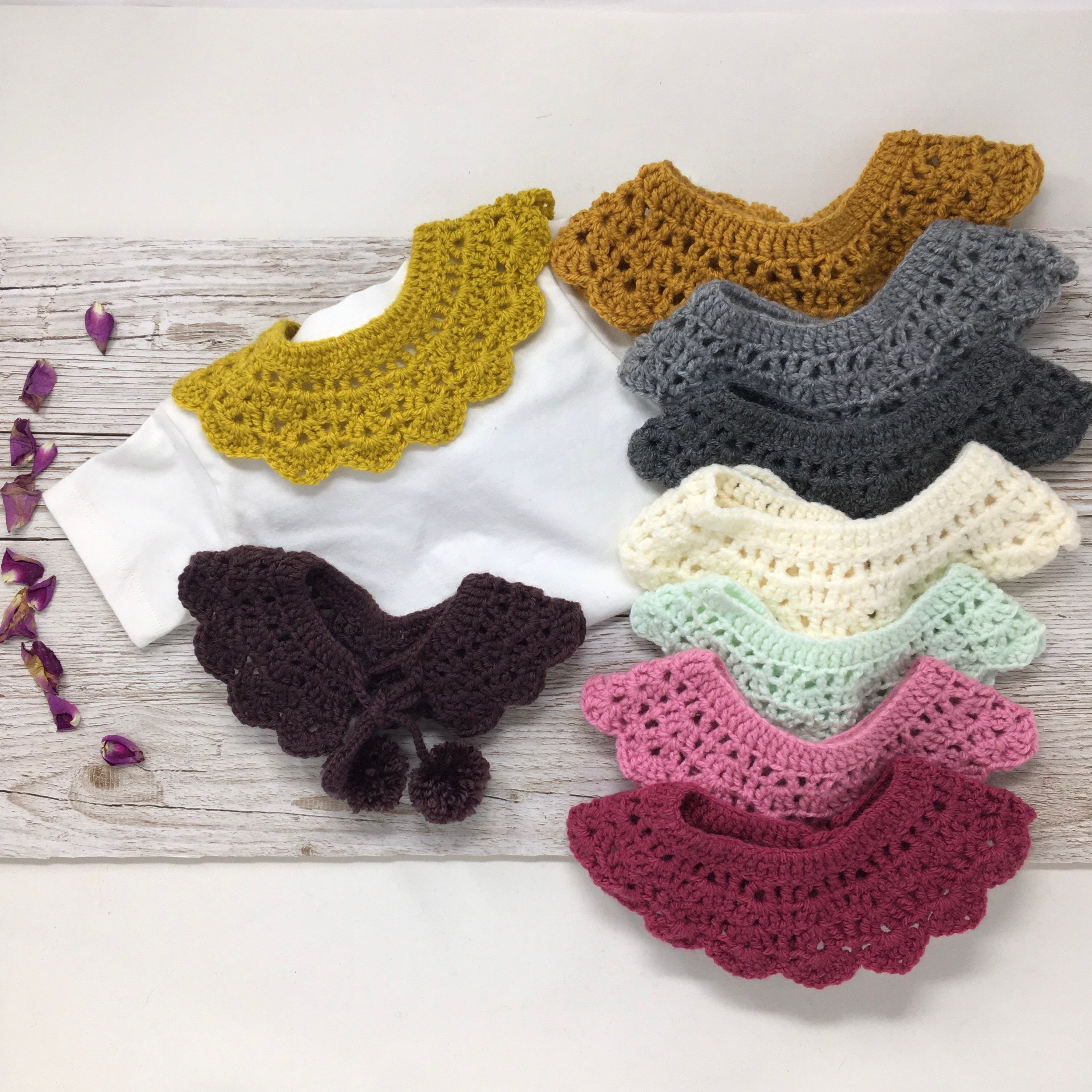 Crocheted baby collar bib 6-12 months hand crochet girl | Etsy