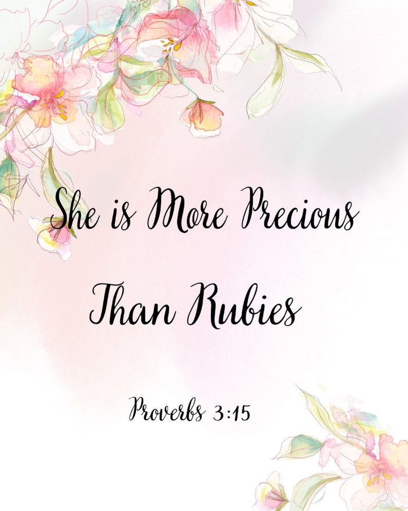 Bible Verse Printable Art She Is More Precious Than Rubies Etsy