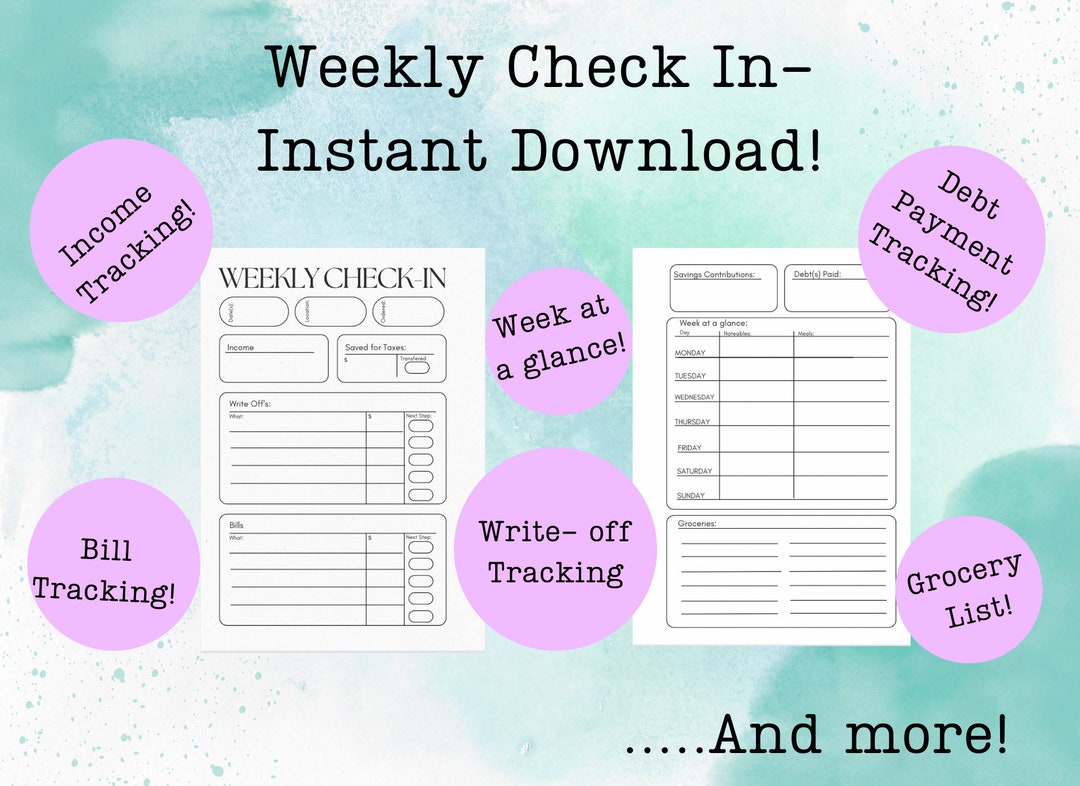 Weekly Check In- INSTANT DOWNLOAD - Etsy