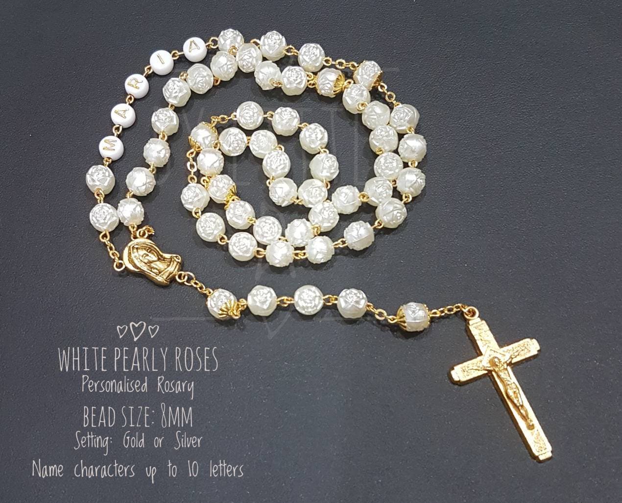 Rosary Gift | Full Rosary | White Pearly Roses for Mother's Day - Etsy