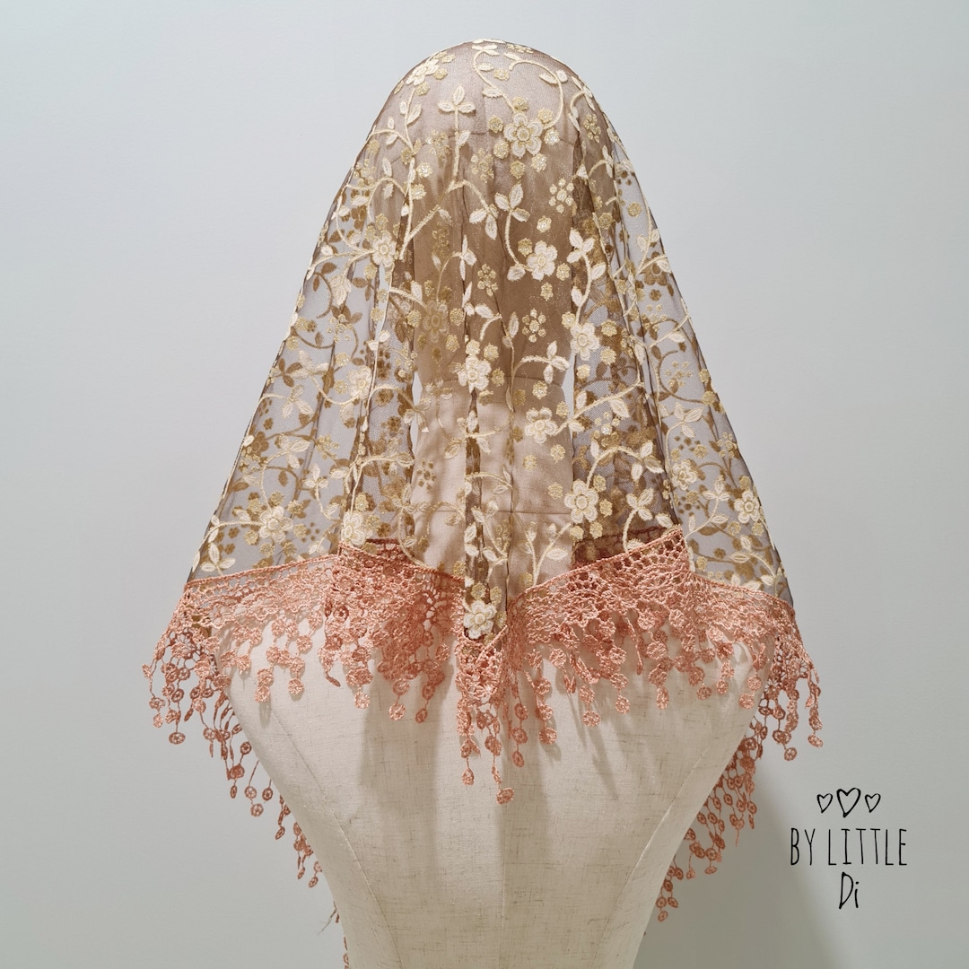 St. Martha Catholic Mass Veil, Latin Mass Mantilla, Coffee Brown Veil ...