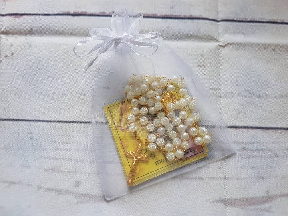Rosary Gift | Full Rosary | White Pearly Roses for Mother's Day - Etsy
