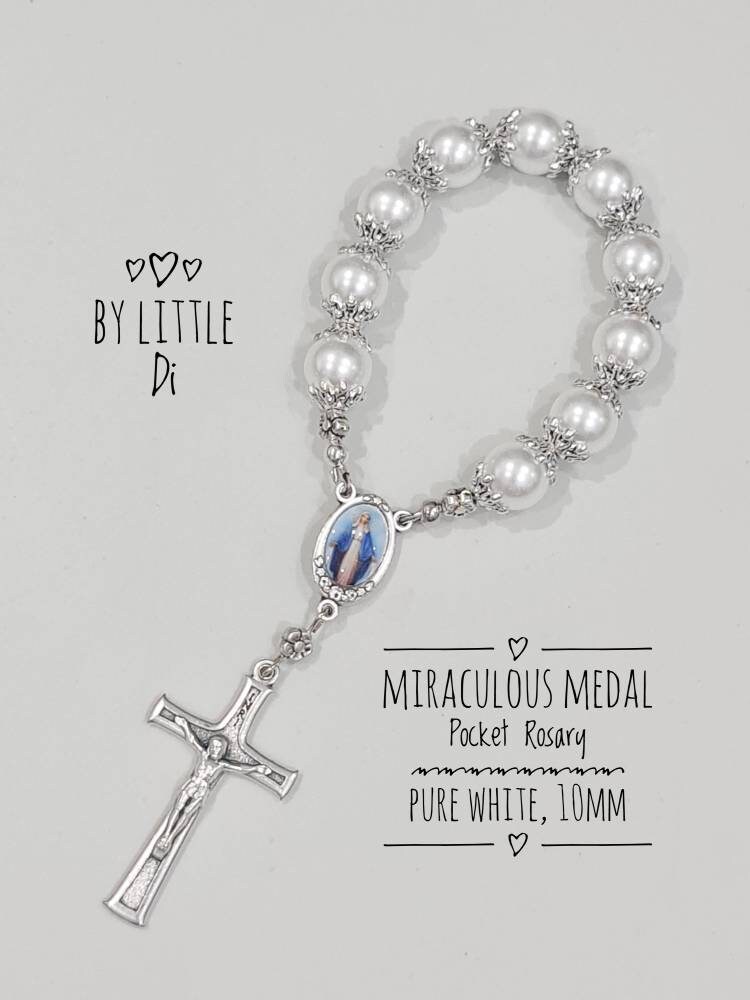 Miraculous Medal Mini Rosaries, Small Rosaries, Baptism Favors, Wedding ...