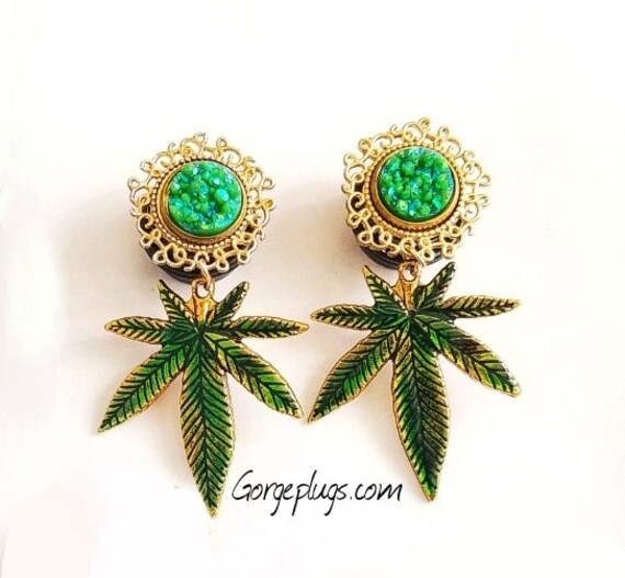 0g-1 Gold Green 4/20 Cannabis Marijuana Dangle Plugs - Etsy