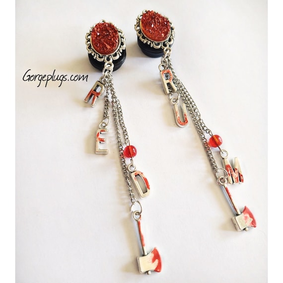 PICK SIZE Red Horror Rum Movie Dangle Plugs Gauges 0g-1 - Etsy