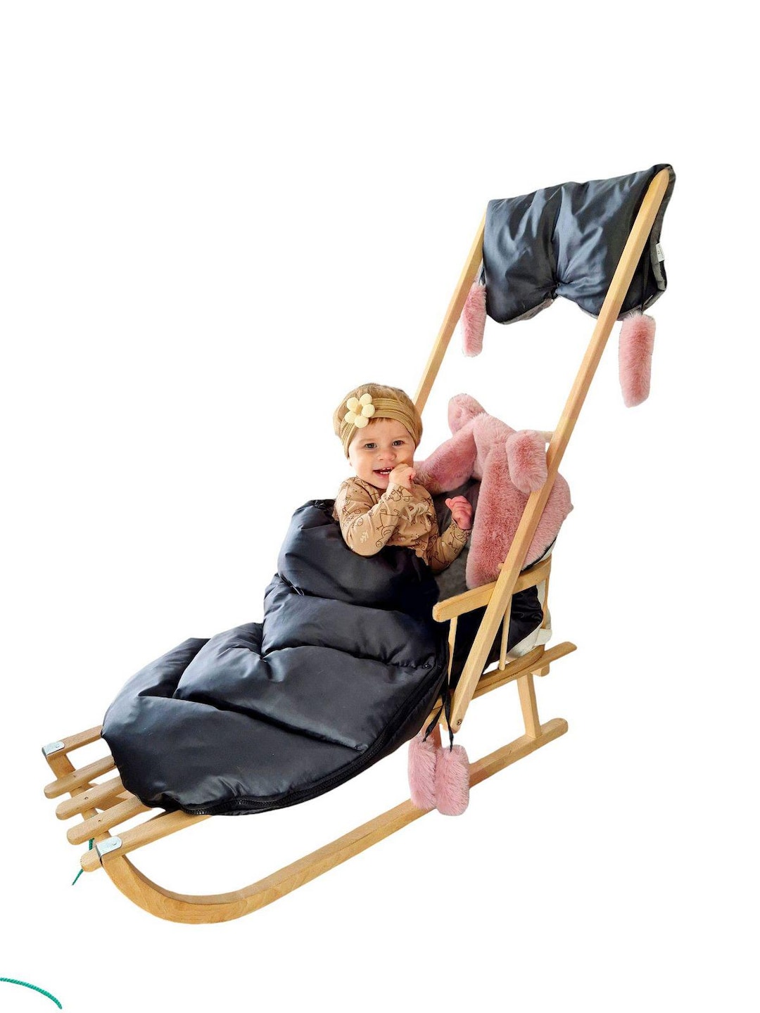 Baby, Toddler Sled for Snow, With a Sleeping Bag for a Child, Bentwood ...