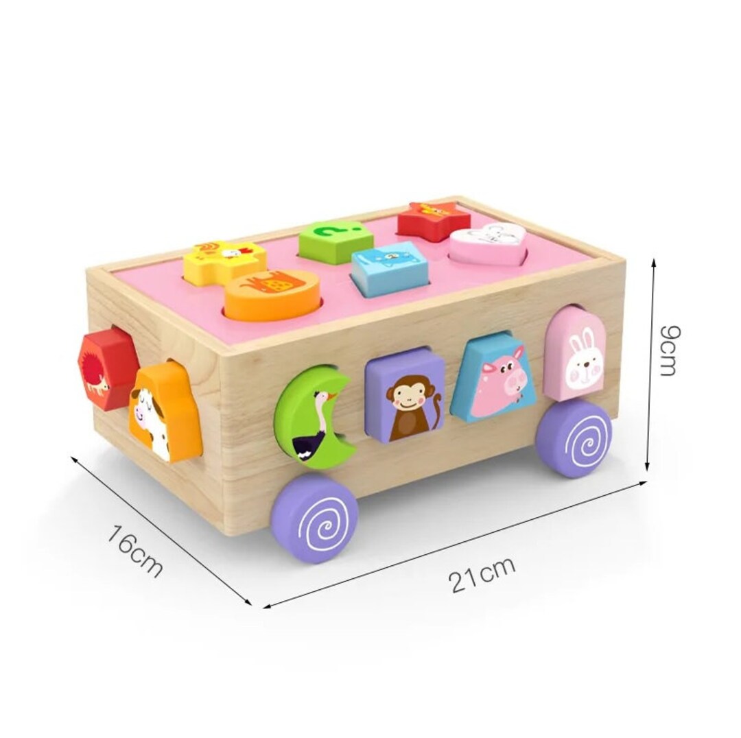 Montessori Wooden Educational Elephant, Turning Game and Wooden Pull ...