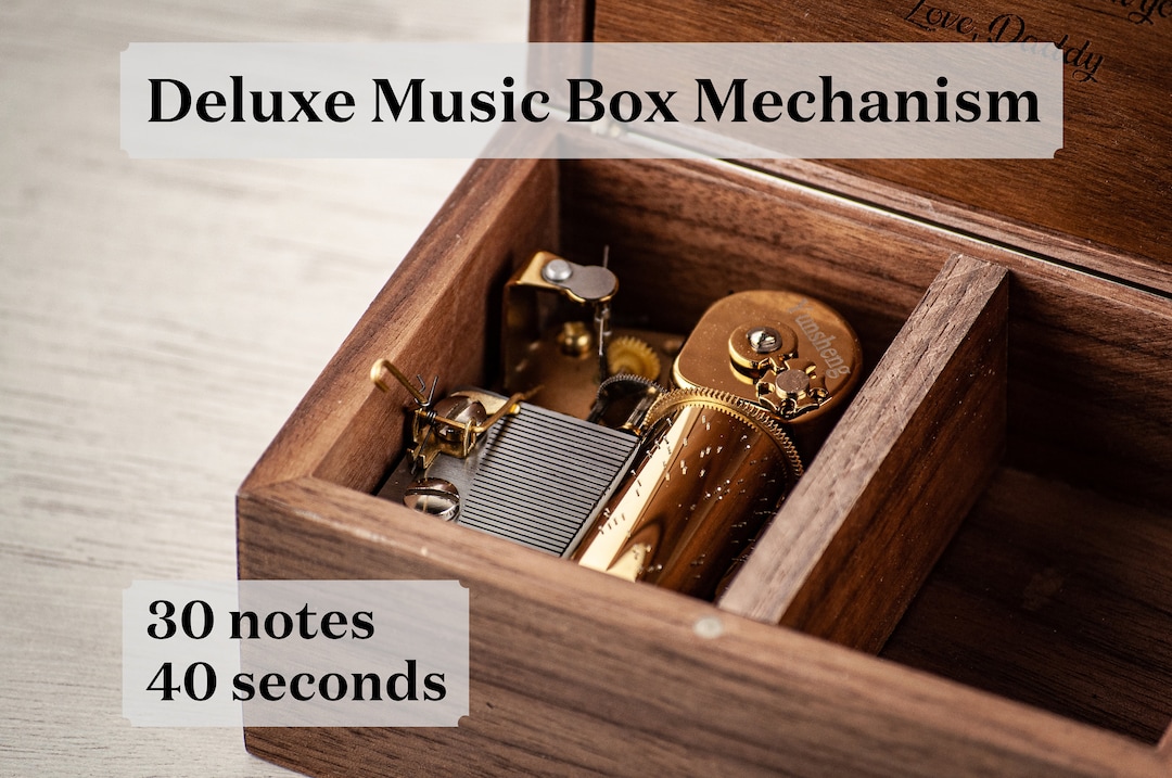 Deluxe Custom Music Box With Your Own Design and Melody Natural Wood ...