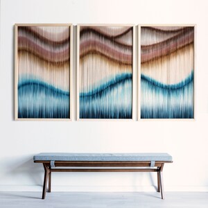Framed Fiber Artwork - Textile Art Triptych - "emily" [made to Order ...