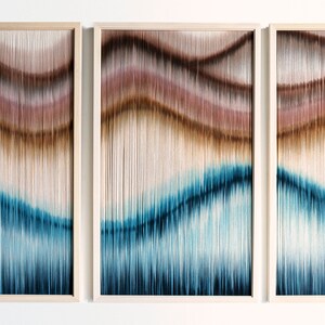 Framed Fiber Artwork - Textile Art Triptych - "emily" [made to Order ...