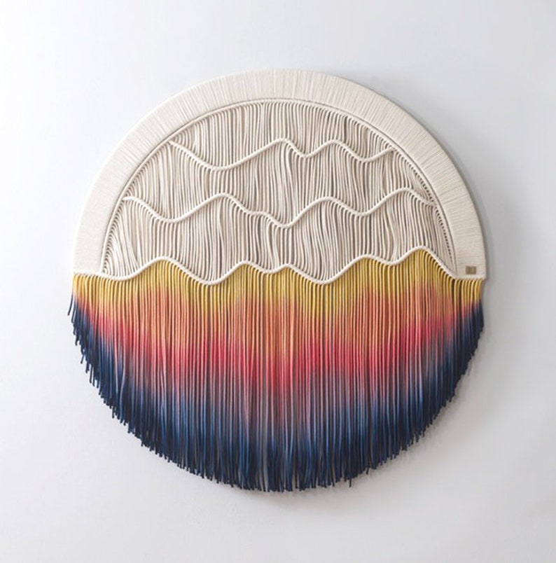 Round Macrame Wall Hanging Circular Art Dyed Macrame Wall - Etsy