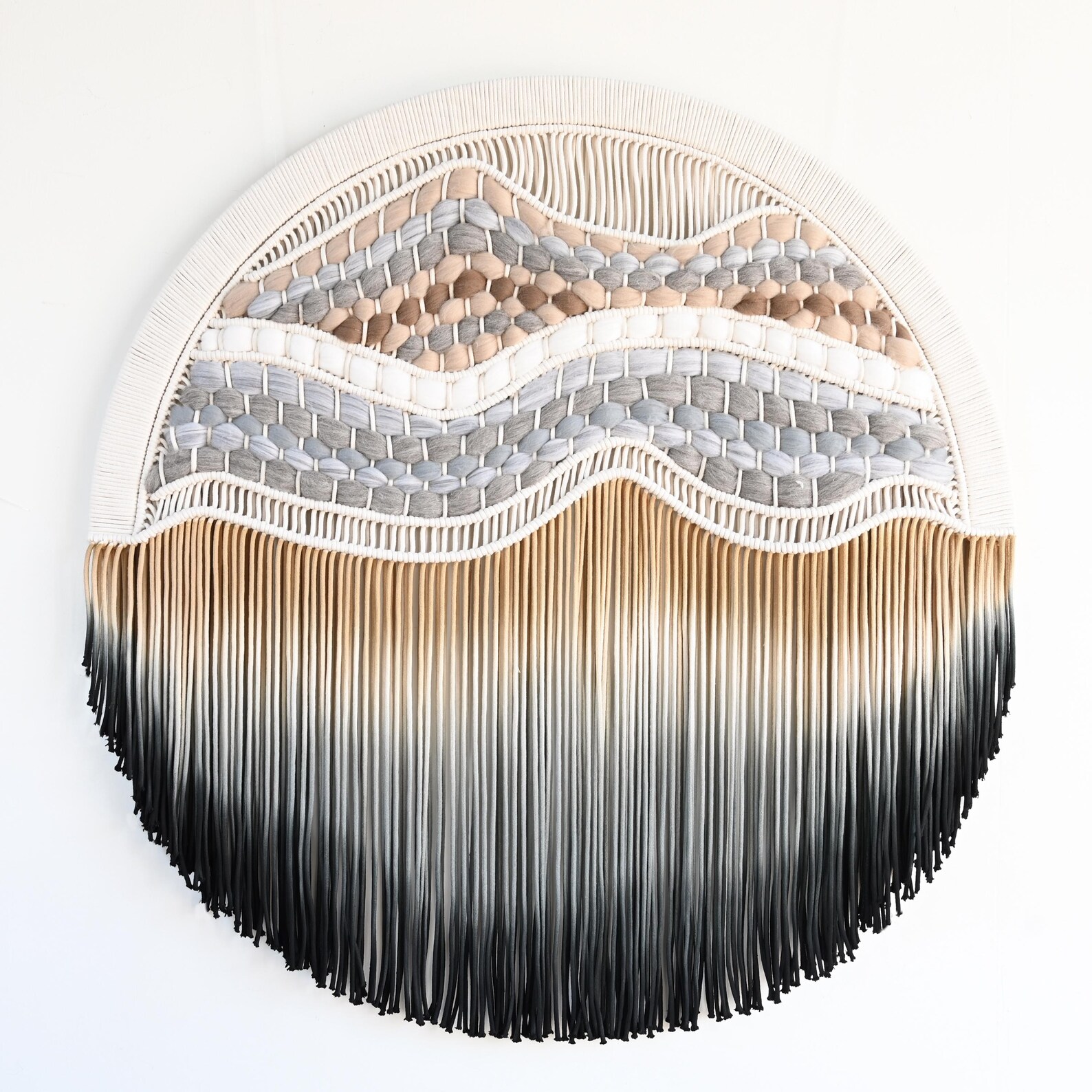 Circle Artwork - Round Fiber Art - Handmade Weaving - "diliana" - Etsy