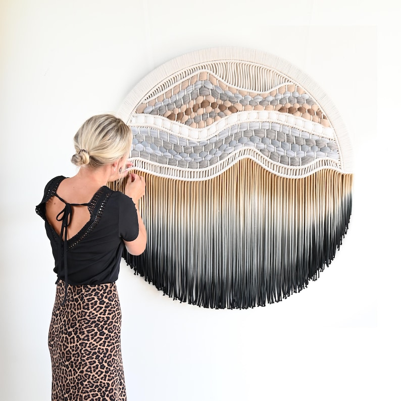 Circle Artwork - Round Fiber Art - Handmade Weaving - "diliana" - Etsy
