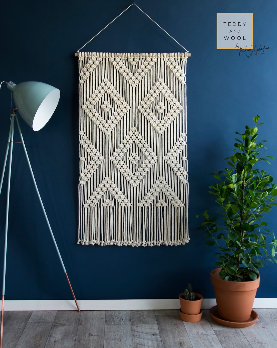 Macrame Wall Hanging / Geometric Wall Art / Tapestry / "myra" - Etsy