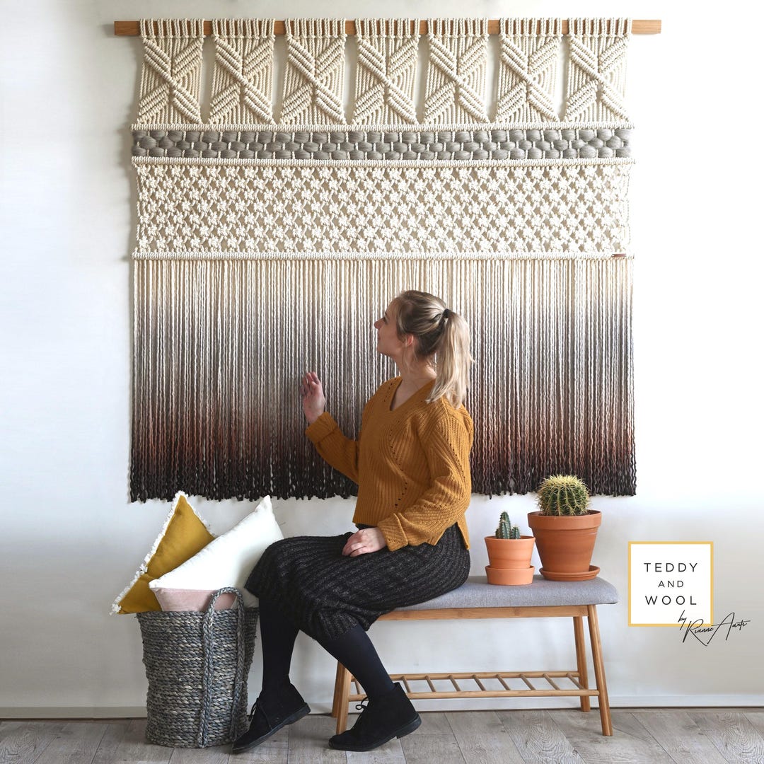 Fiber Artwork - Woven Wall Hanging - Dip-dyed or Natural - "mariana" - Etsy