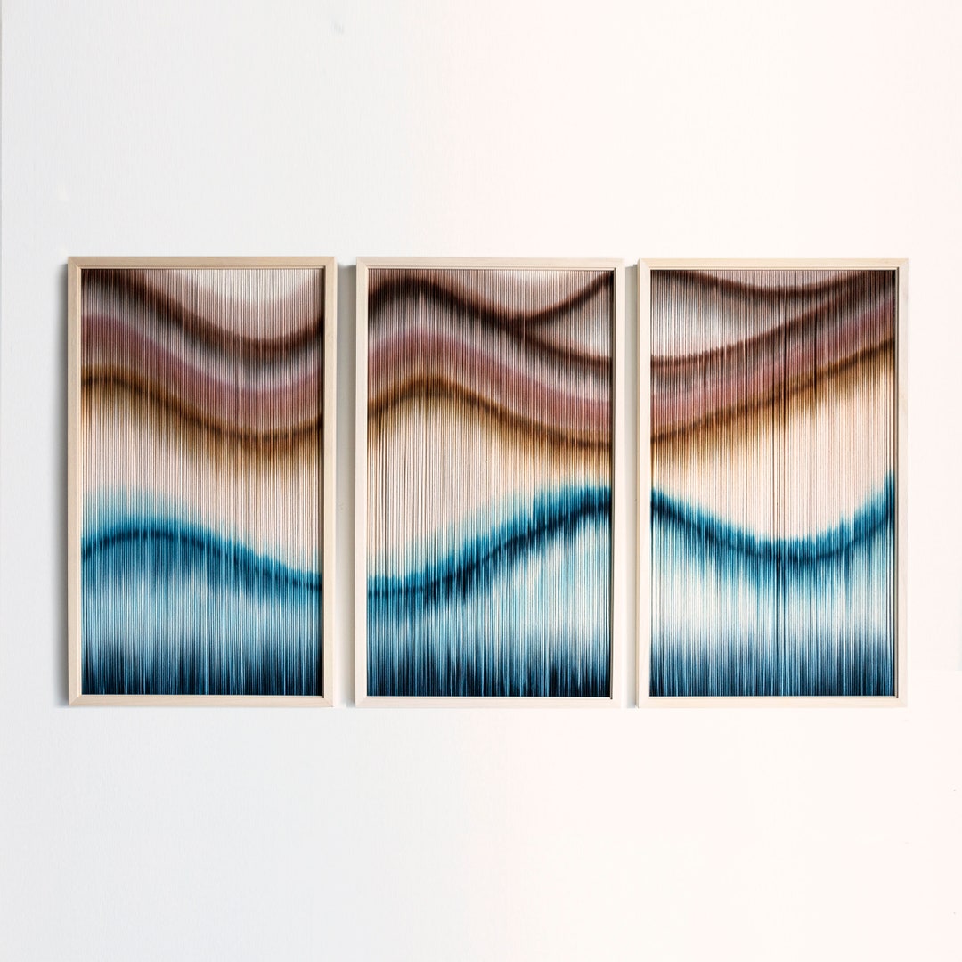 Framed Fiber Artwork - Textile Art Triptych - "emily" [made to Order ...