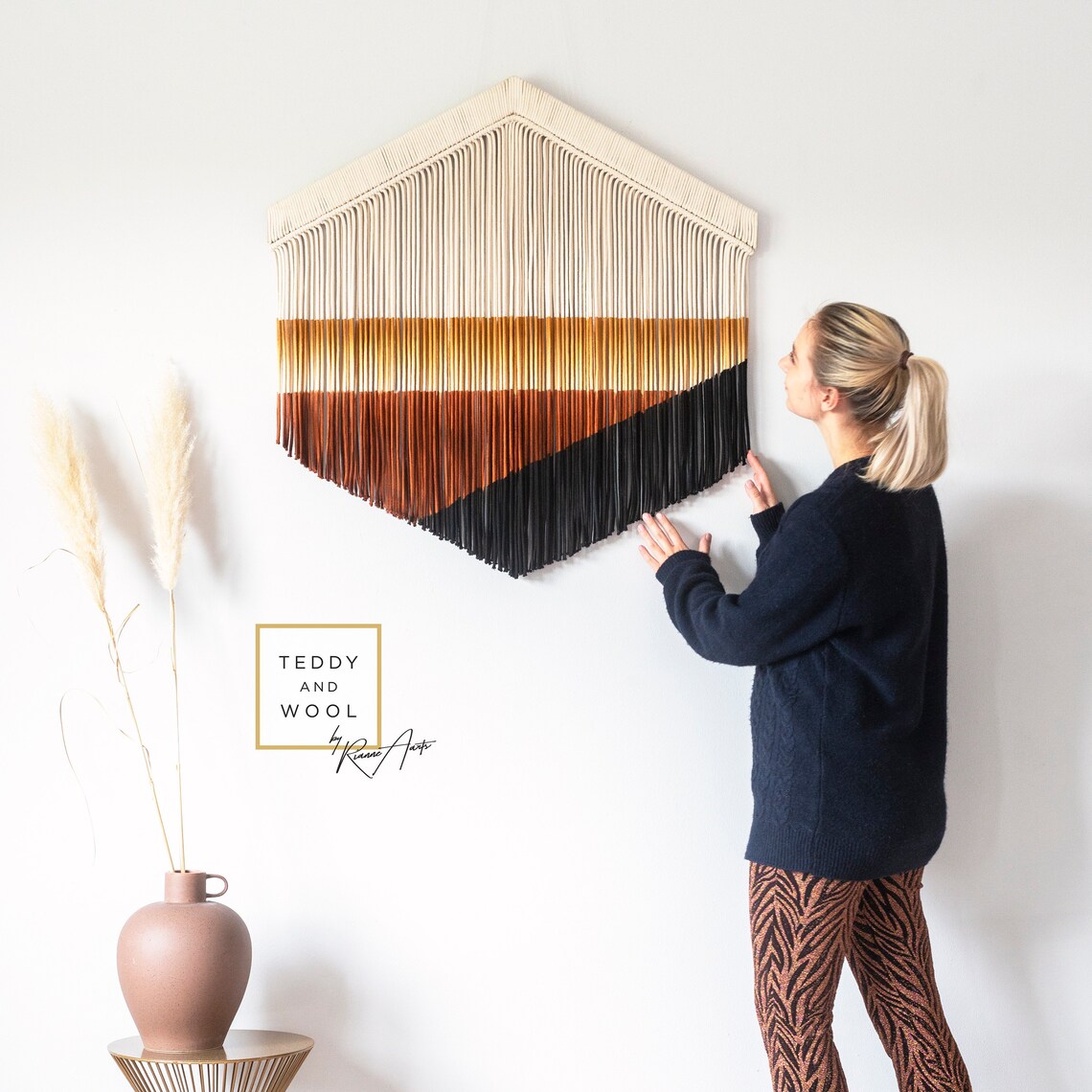Dyed Fiber Art Earth Colors Macrame Wall Decor HEXAGON - Etsy