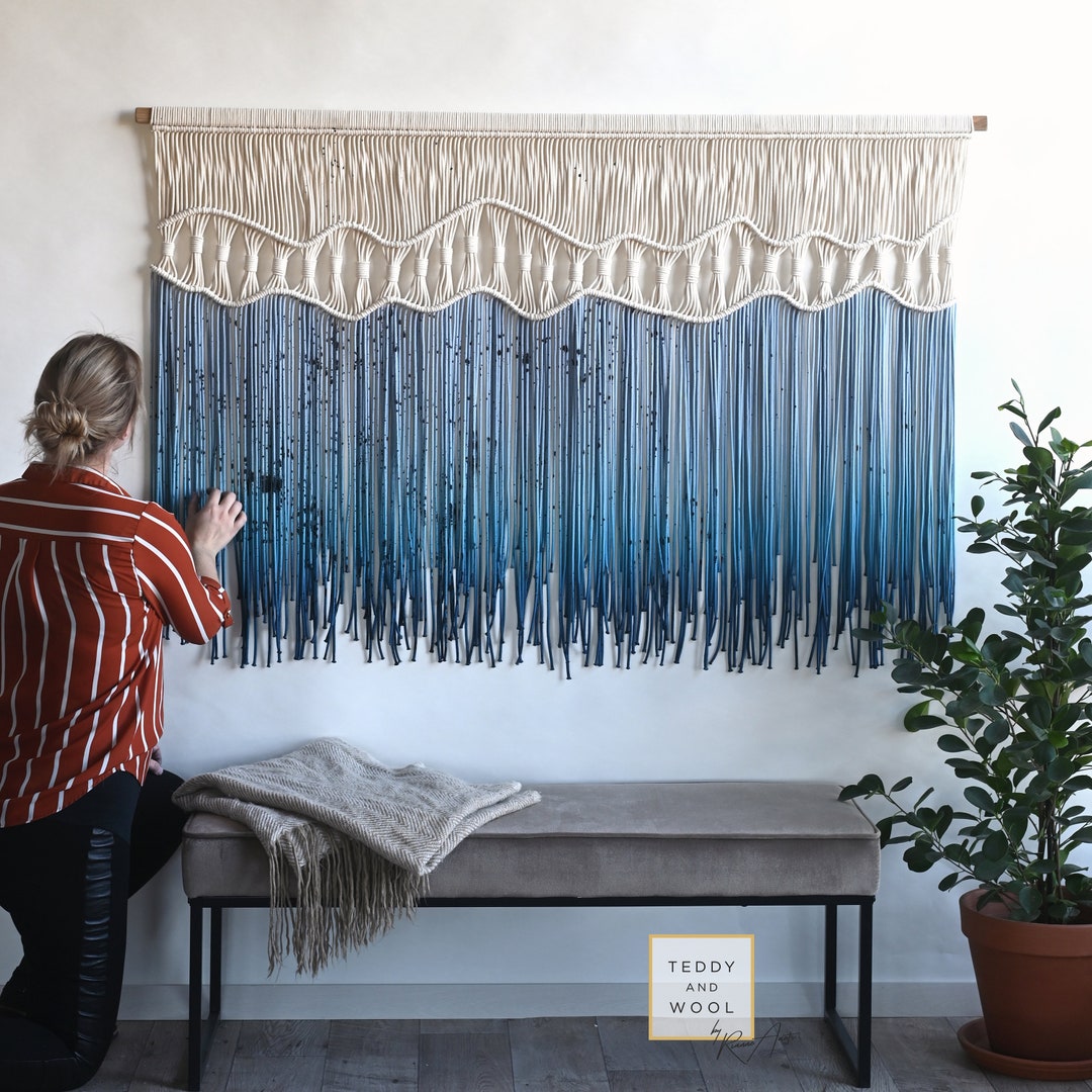 Blue Fiber Artwork - Dyed Textile Art Tapestry - "beauty in the Water ...