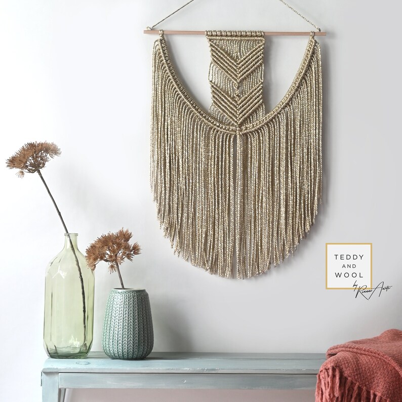 Golden Wall Decor Gold Accent Macrame Wall Hanging EVA - Etsy