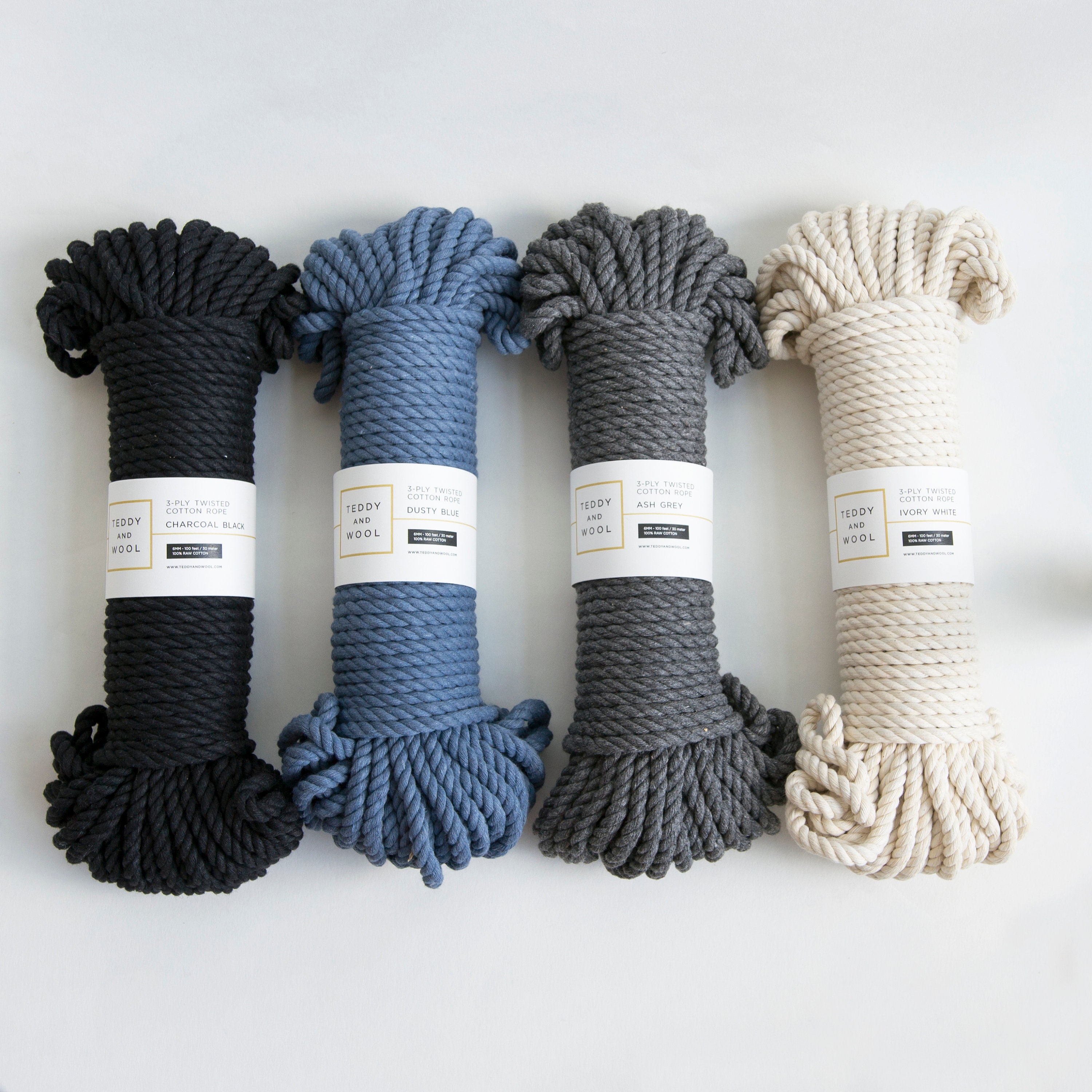 Black Macrame Cord 6mm Twisted Rope Cotton Cord Black - Etsy