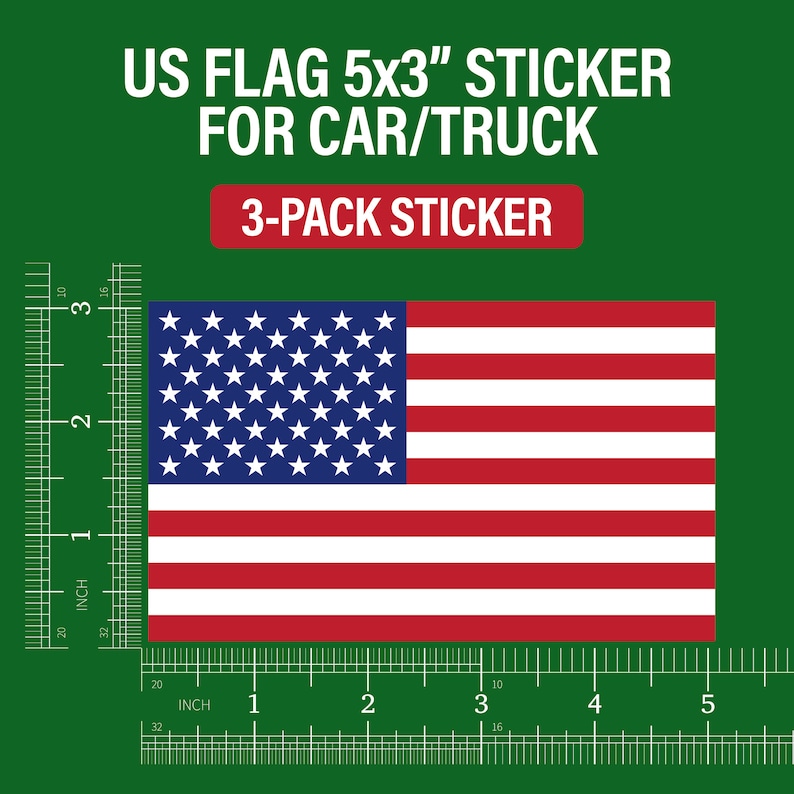 US Flag Vinyl Sticker 5x3 Inches (pack of 3) - Etsy