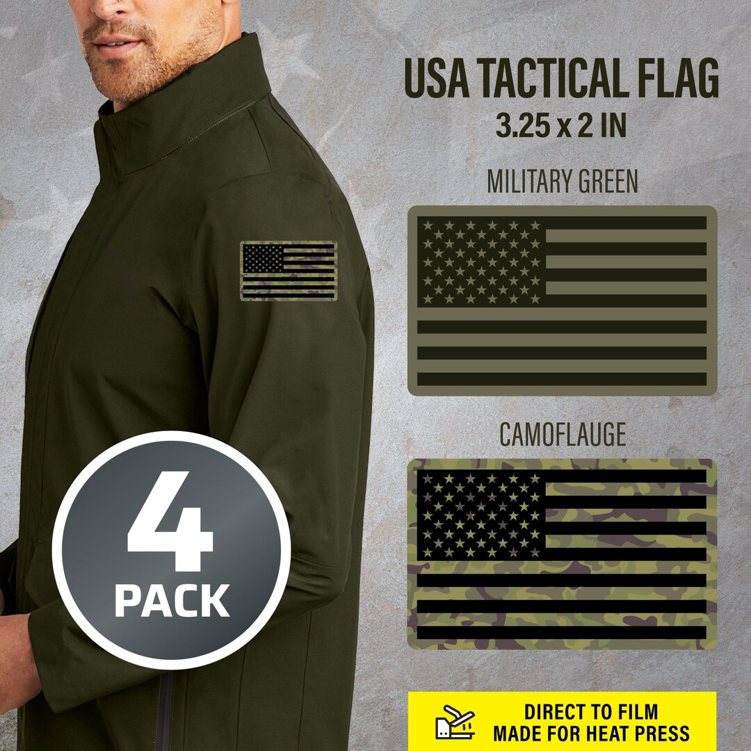 USA Tactical Flag DTF Heat Transfer pack of 4, 3.25x2in - Etsy