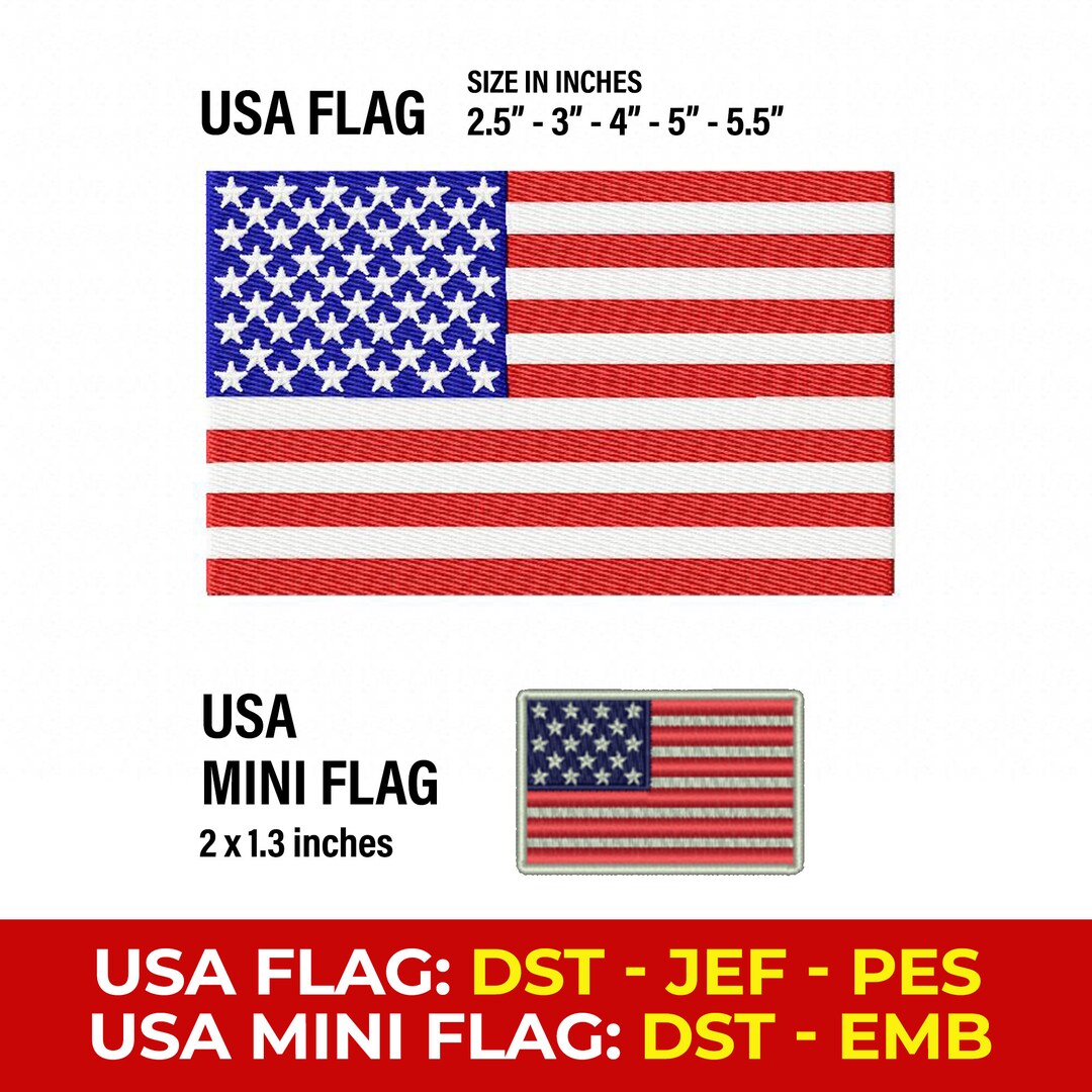 USA Flag / USA Mini Flag Embroidery Files - Etsy
