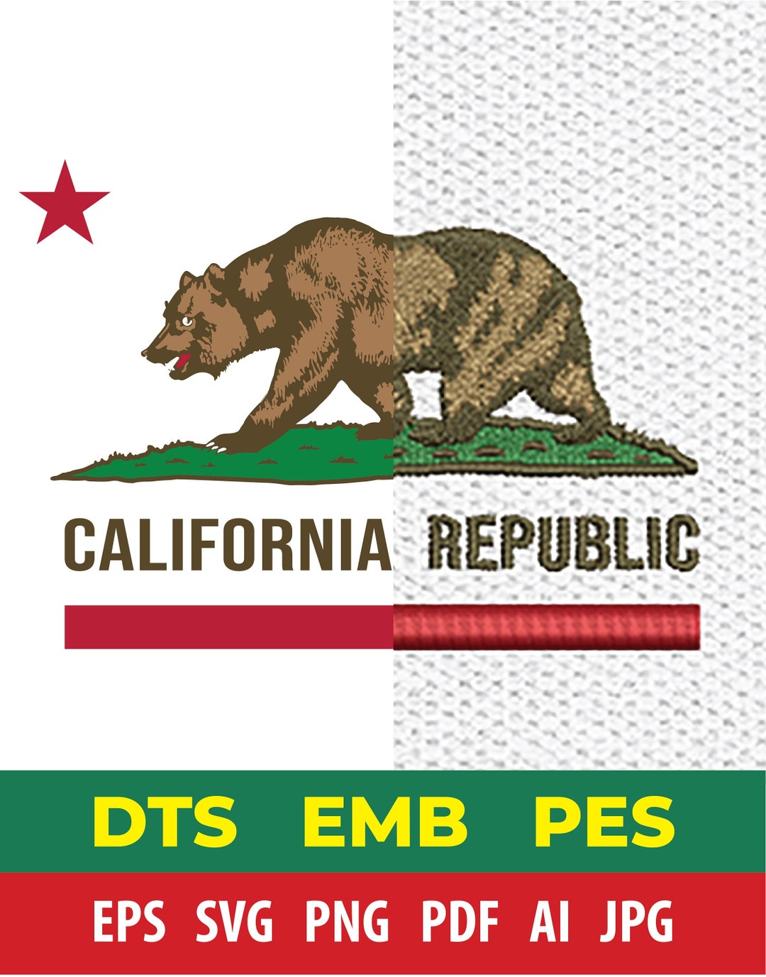 California Flag Logo Embroidery/vector/image - Etsy