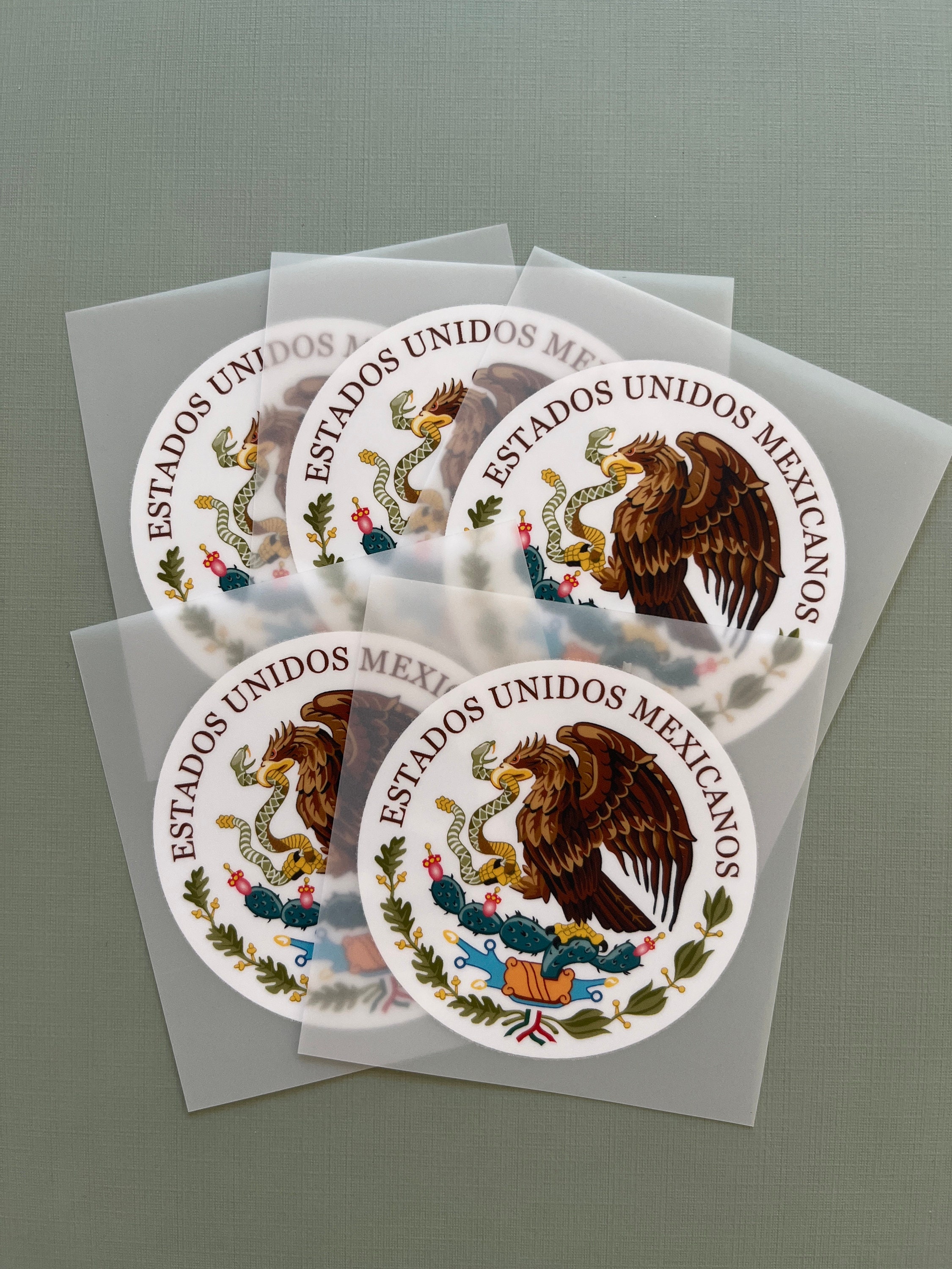 MEXICO Seal Heat Transfer pack of 5, 2.5 Diameter Uniform Flags, Shirts ...
