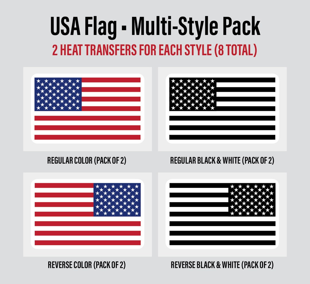 US Flag Heat Transfer Multi-style Pack of 8, 3.25x2 In - Etsy