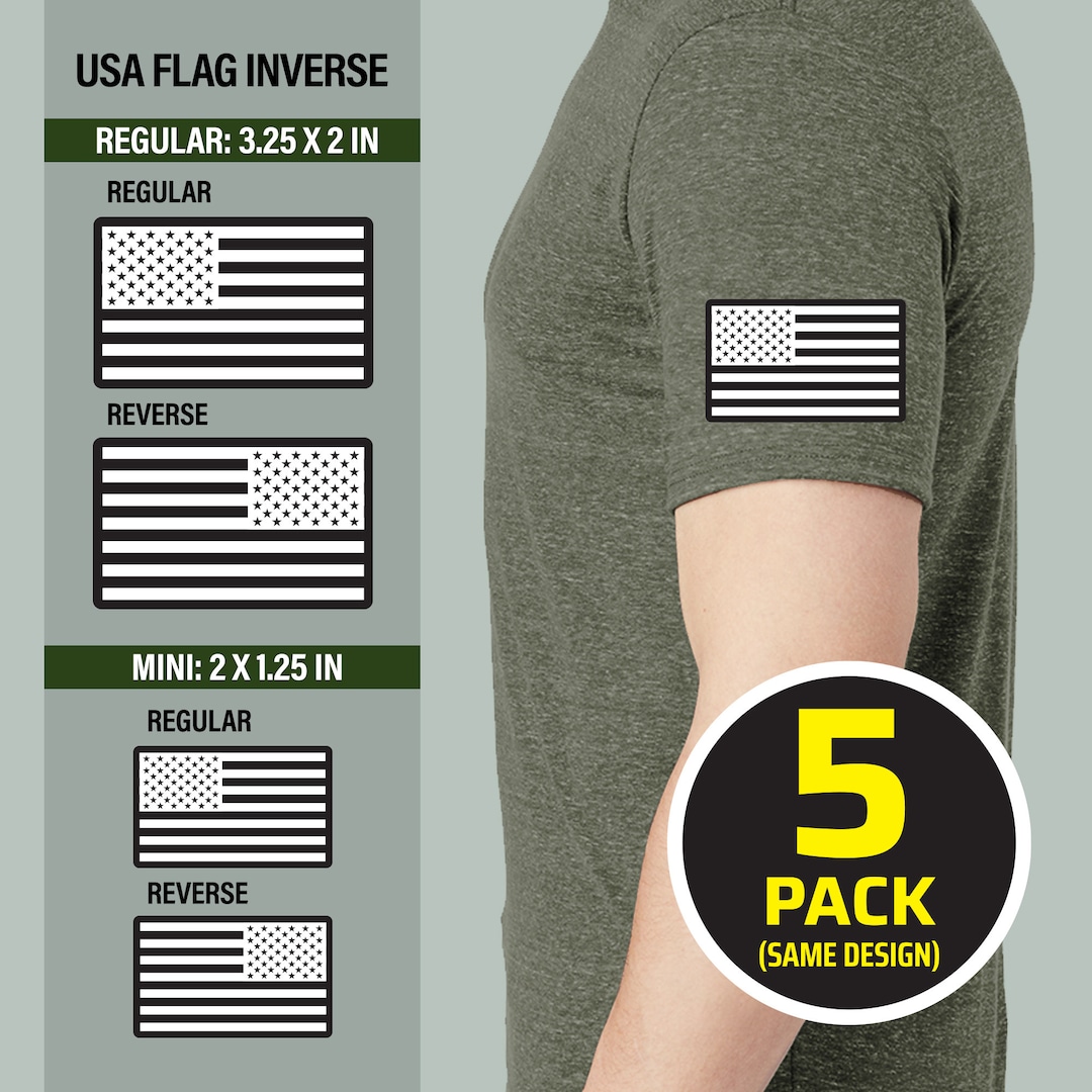 USA Flag Inverse Black Heat Transfer (pack of 5), Uniforms - Etsy