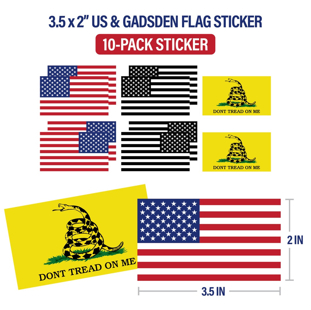 US & Gadsden Flags - Vinyl Stickers 3.5x2 Inches (pack of 10) - Etsy