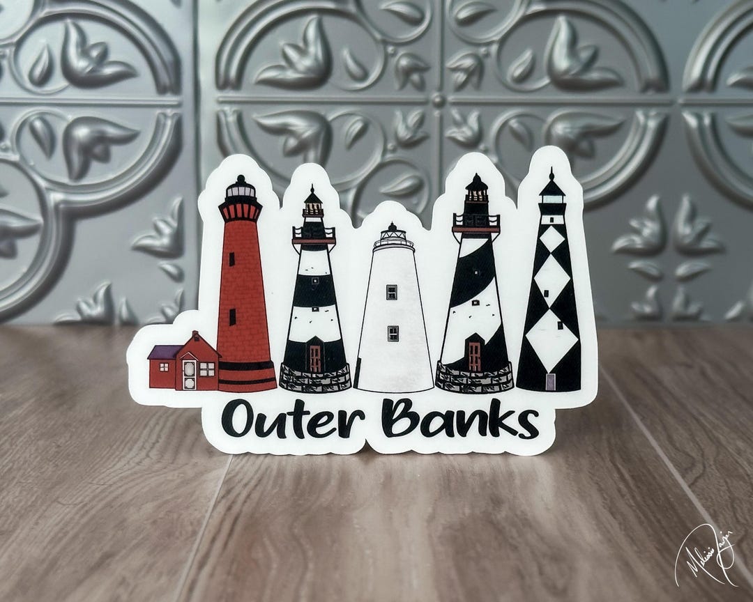 Outer Banks Lighthouses Sticker, Lighthouses, Coastal Stickers, Planner ...