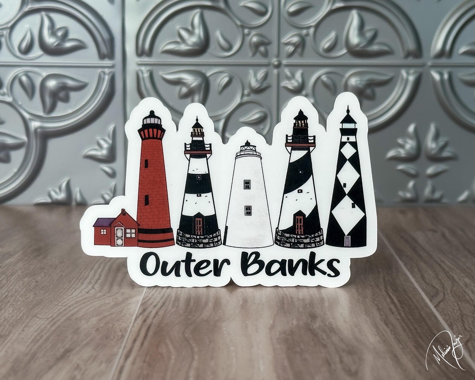 Outer Banks Lighthouses Sticker, Lighthouses, Coastal Stickers, Planner ...