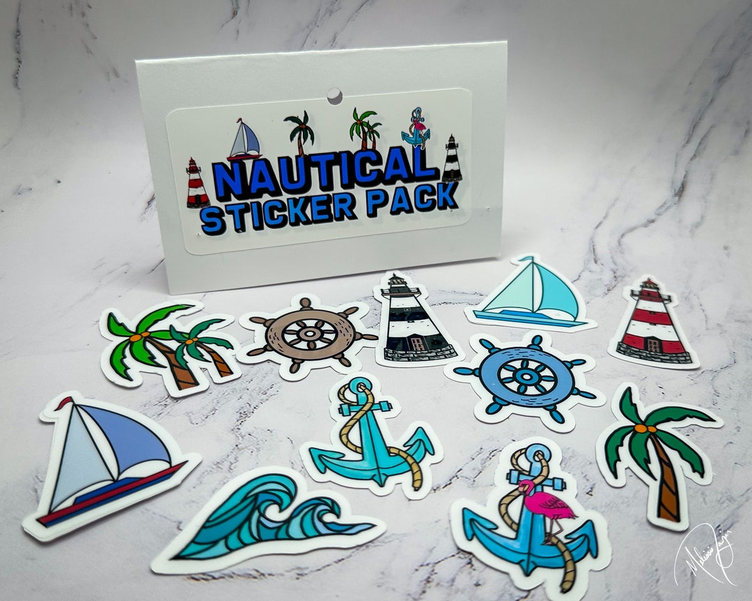 Nautical Sticker Pack, Coastal Sticker Pack, Waterproof Stickers ...