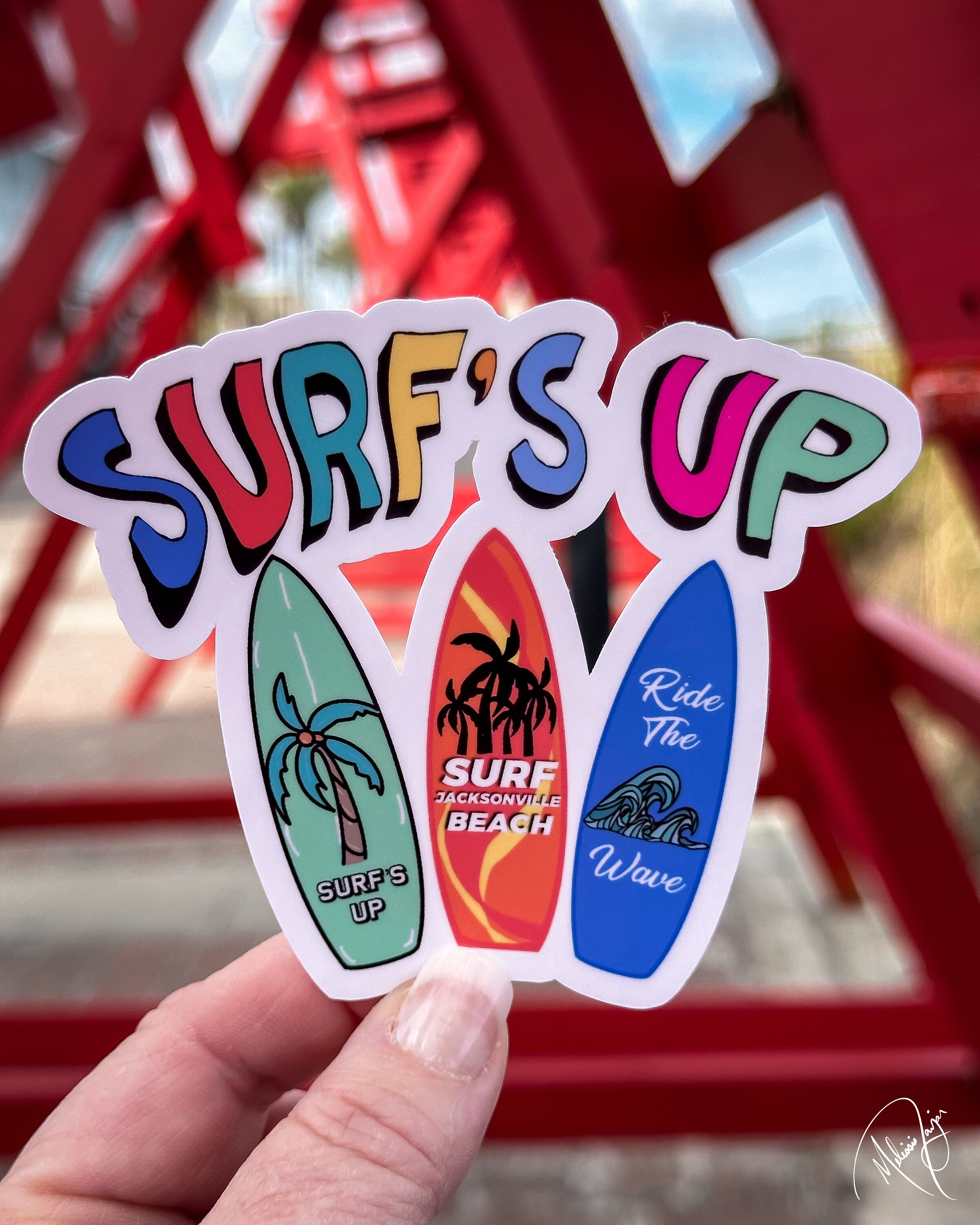 Surfs up Sticker: Colorful Surfboard Laptop Decal - Etsy