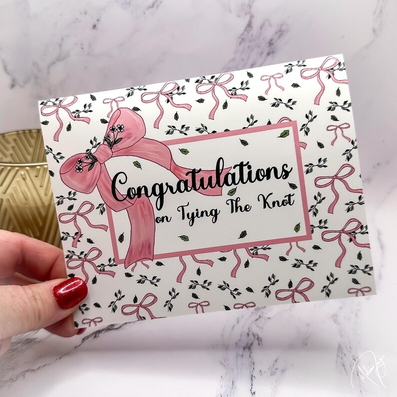 Congratulations Card, Wedding Card, Coquette Bow, Individually Packaged ...
