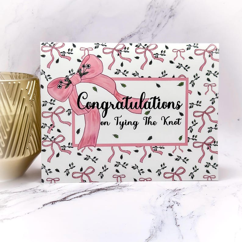 Congratulations Card, Wedding Card, Coquette Bow, Individually Packaged ...