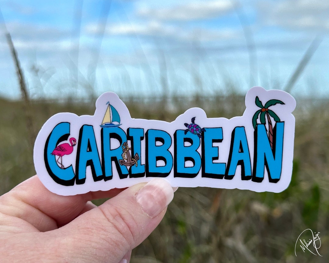 Caribbean Sticker, Cruise Sticker, Small Gift, Birthday Gift, Tropical ...