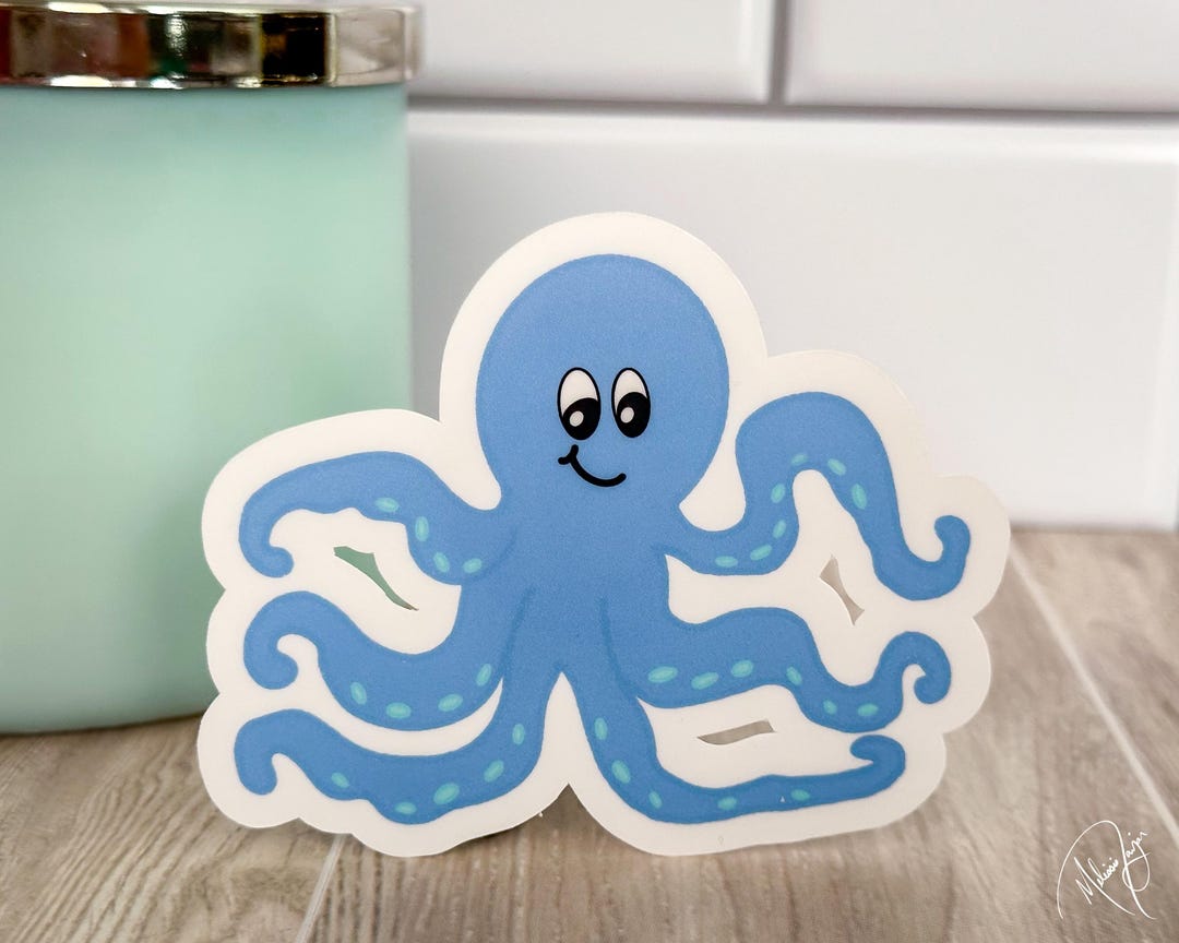 Pastel Blue Octopus Sticker, Waterproof Sea Life Decal (3.5 Inch) - Etsy
