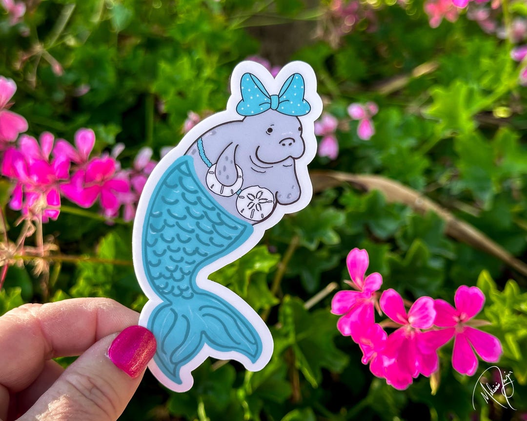Manatee Mermaid Sticker , Manatee Sticker, Mermaids, Gift for Her ...