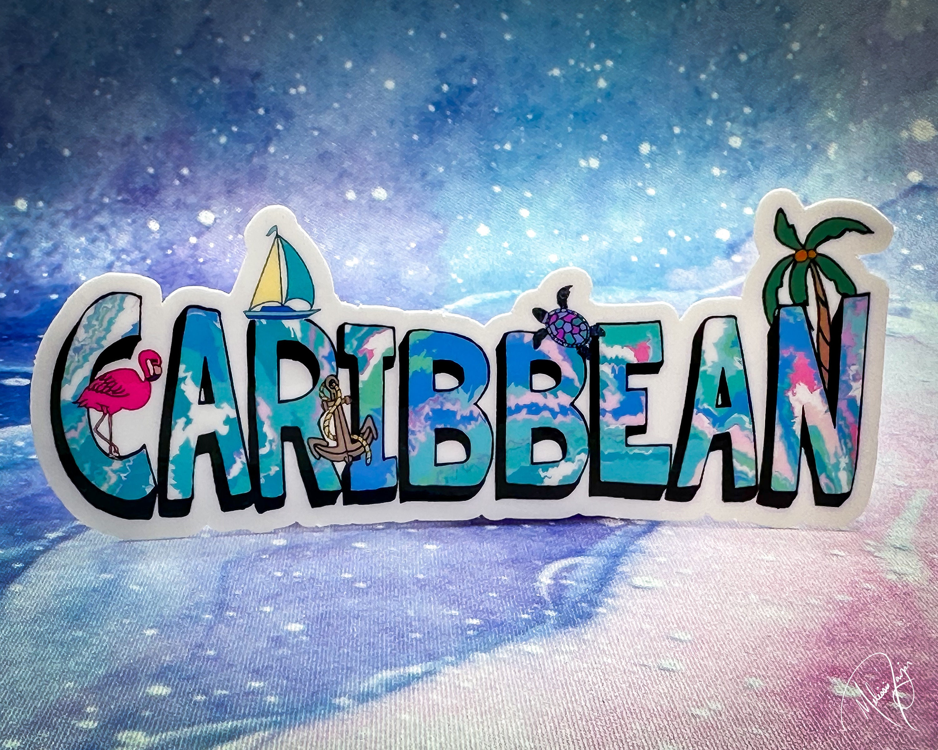Caribbean Sticker: Tropical Vacation, Waterproof Laptop Decal - Etsy
