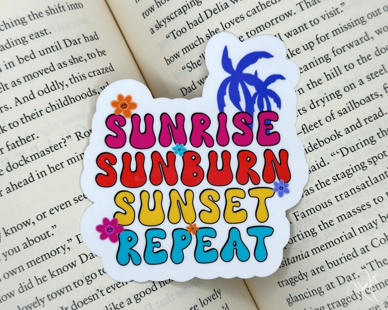 Sunrise Sunburn Sunset Repeat Sticker: Waterproof Beach Decal - Etsy