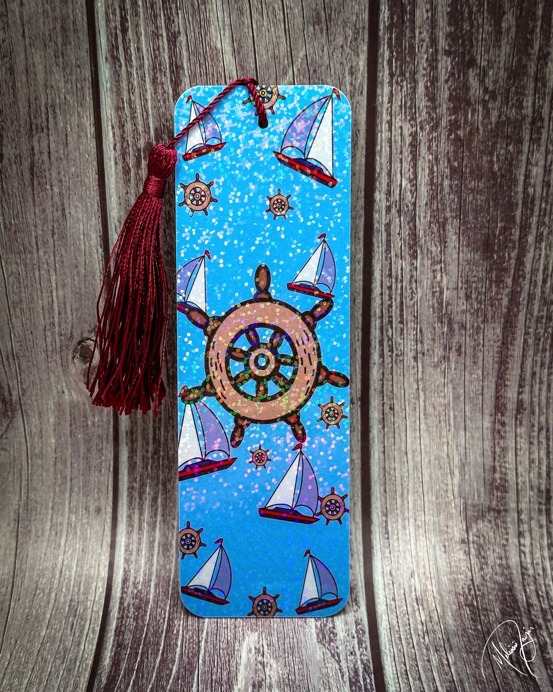 Holographic Nautical Bookmark: Handmade Sailboat Reader Gift - Etsy