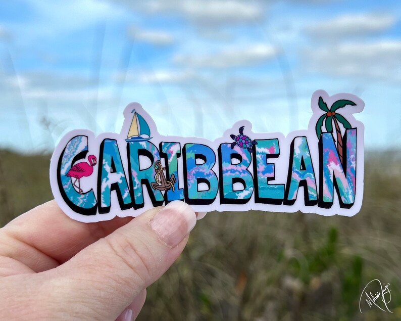 Caribbean Sticker: Tropical Vacation, Waterproof Laptop Decal - Etsy