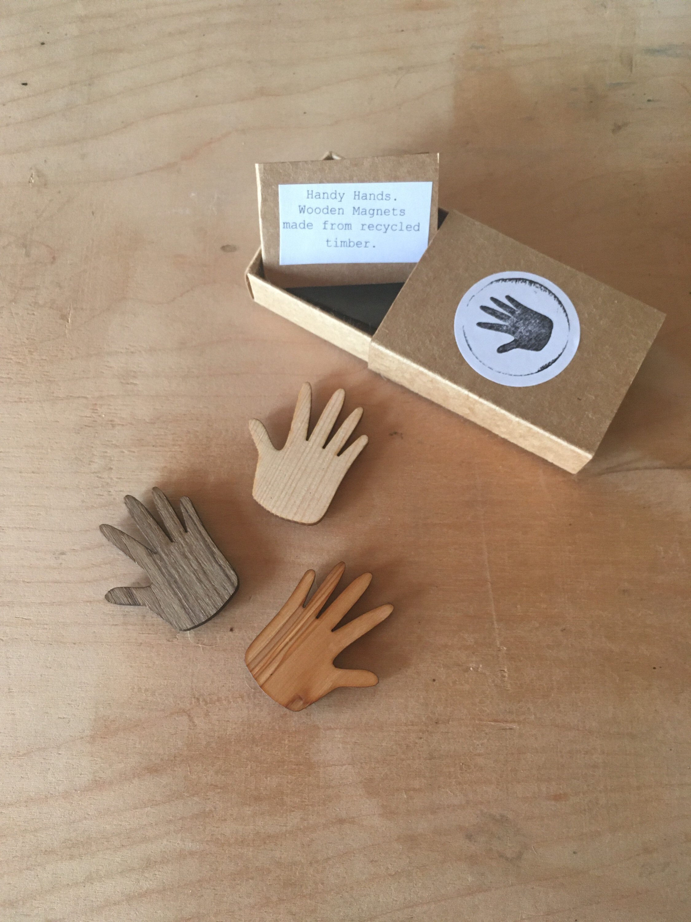 Wooden Hand Shaped Magnets Eco Fridge Magnet Recycled Wood | Etsy
