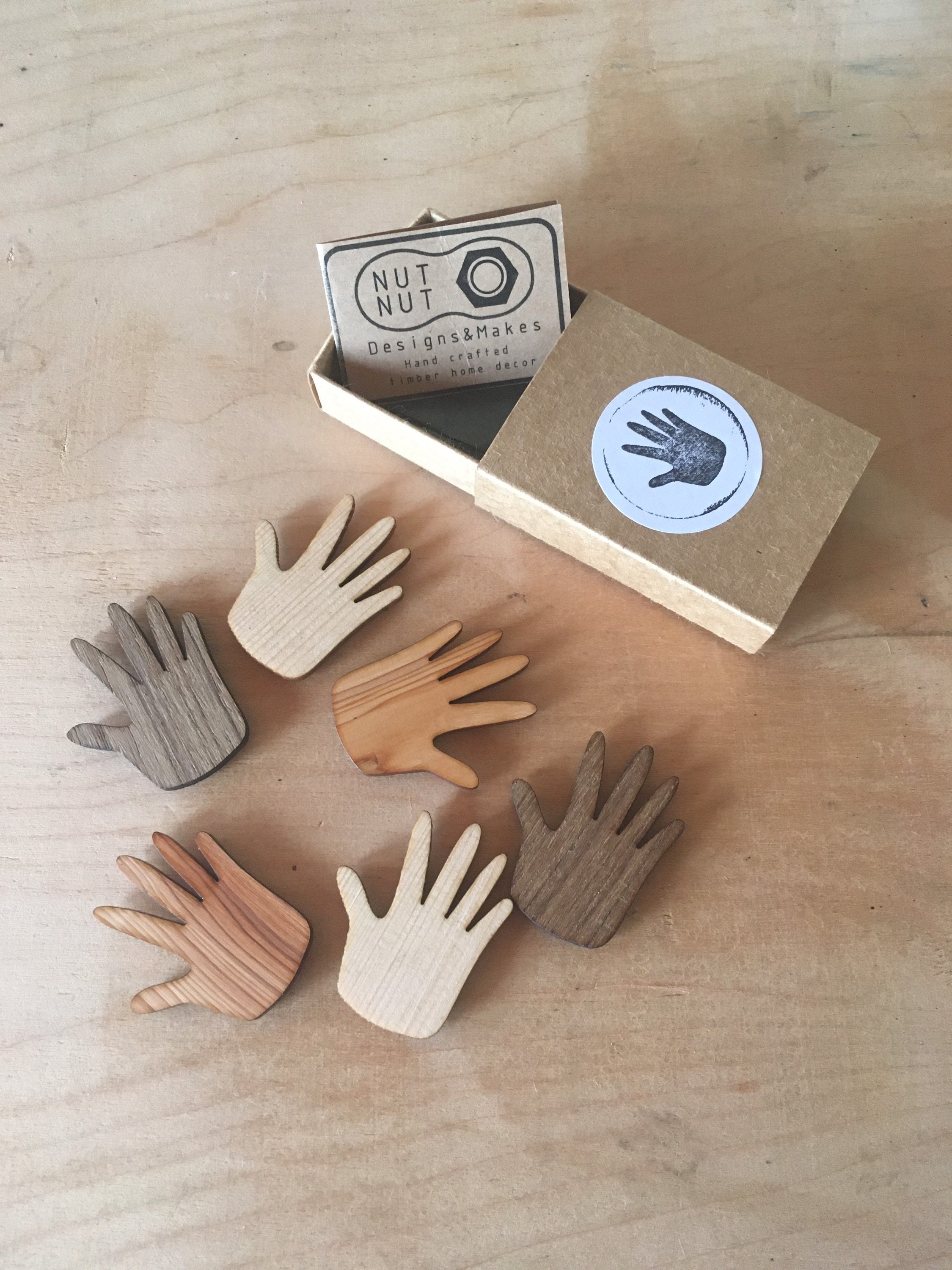 Wooden Hand Shaped Magnets Eco Fridge Magnet Recycled Wood | Etsy